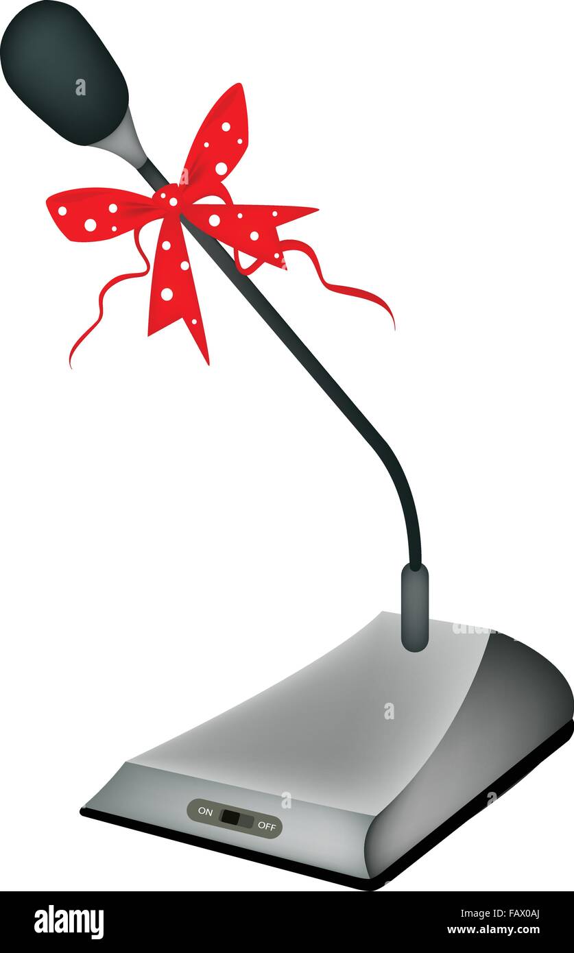 Conference Microphone in Modern Style with Red Ribbon and Bow, A ...