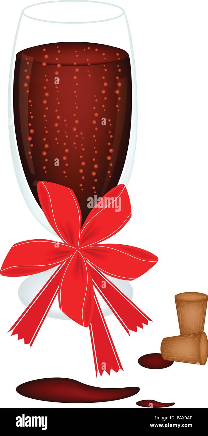 Glass of Red Wine With Bow and Ribbon for Celebration and Party Stock ...