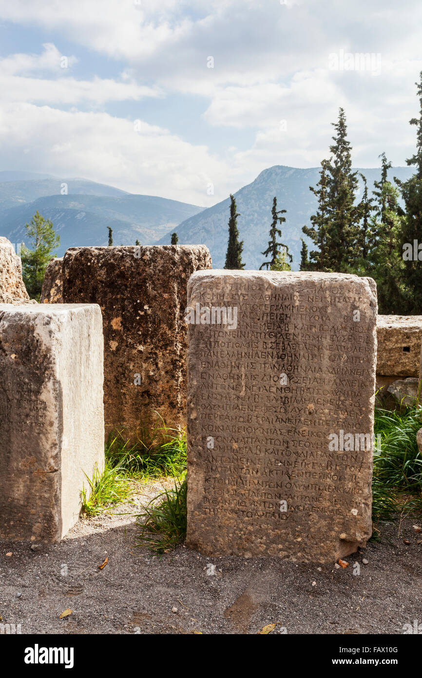 Greek inscription delphi hi-res stock photography and images - Alamy