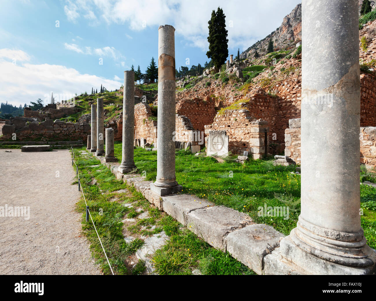 Columns at a site of ruins; Delphi, Greece Stock Photo - Alamy