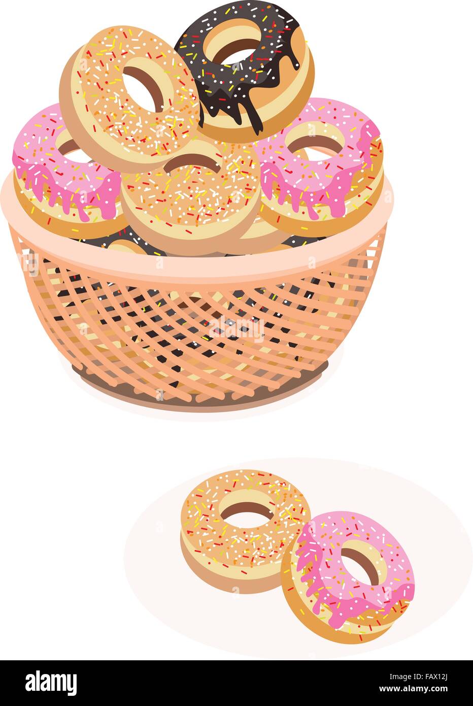 Food and Bakery, An Illustration Stack of Delicious Sweet Donuts with ...