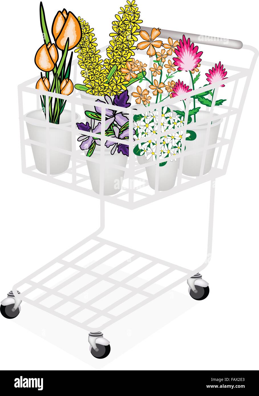 A Shopping Cart Full with Various Type of of Beautiful Flower and ...