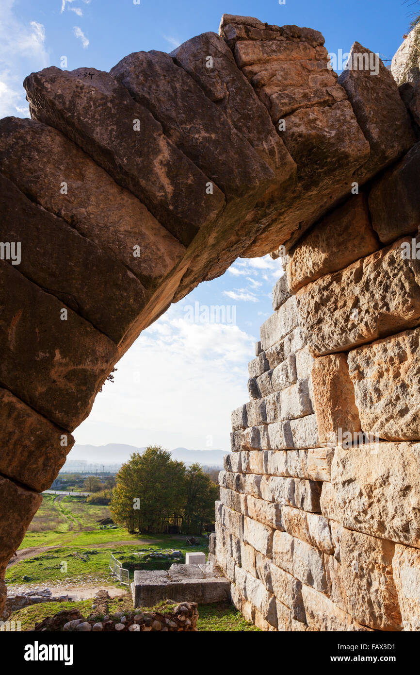 Stone wall and arch at the amphitheatre; Philippi, Greece Stock Photo ...