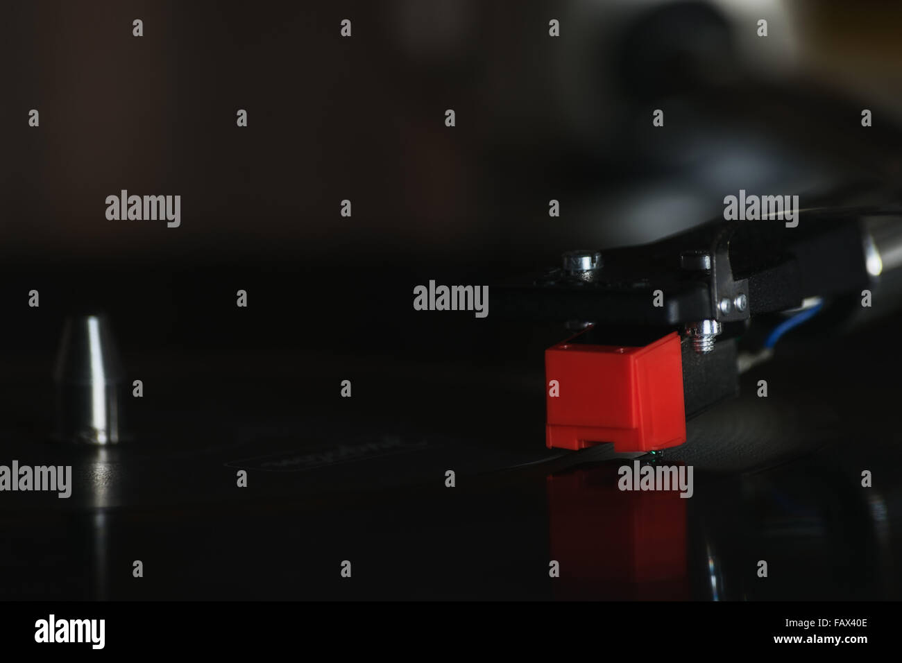 Analog stereo turntable red vinyl record player head shell cartridge ...