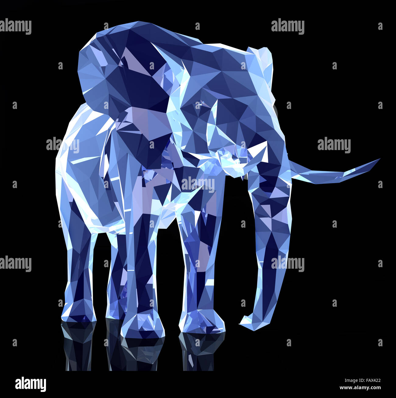 3d render of elephant, abstract geometric low poly Stock Photo - Alamy