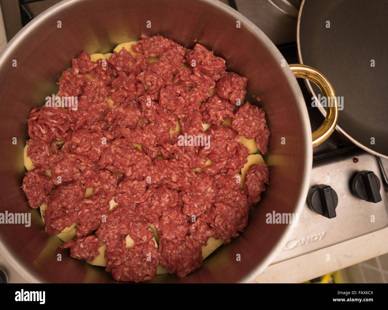 Chopped meat in a pot Stock Photo - Alamy