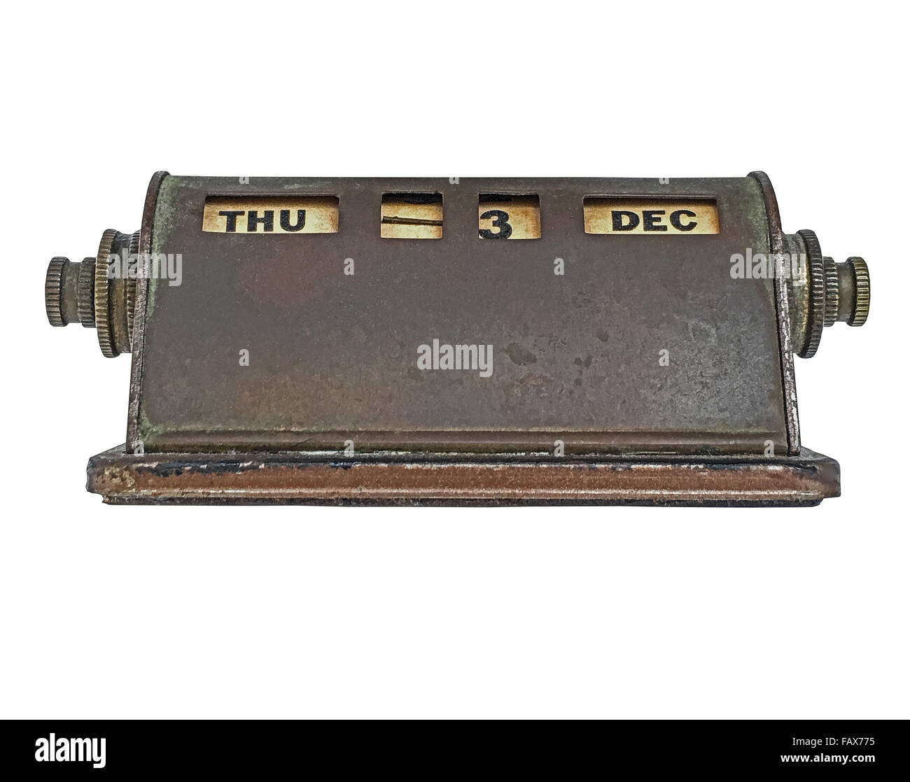 vintage rusty brass perpetual calendar over white Stock Photo - Alamy