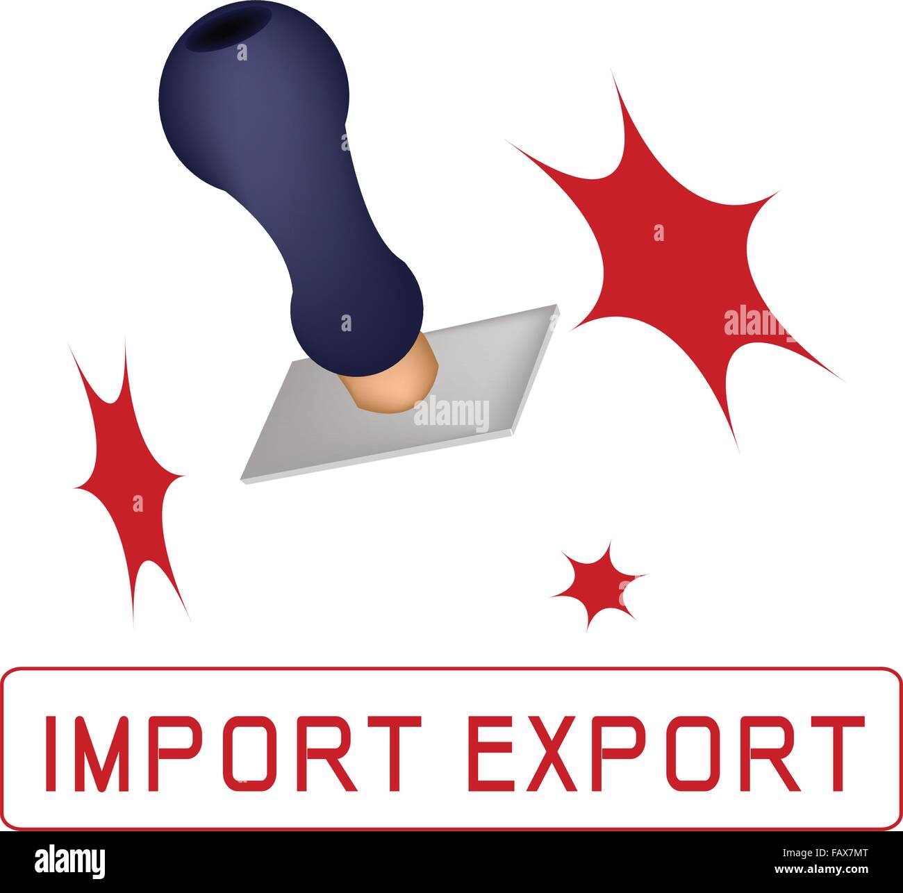 Handle Stamper Ready to Stamping "Import & Export" on White Background ...
