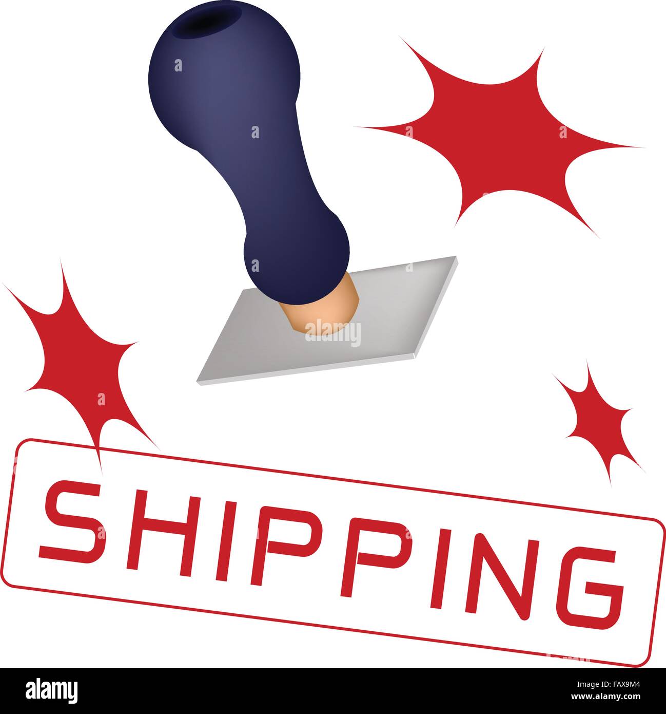 Handle Stamper Ready to Stamping "Shipping" on White Background Stock ...