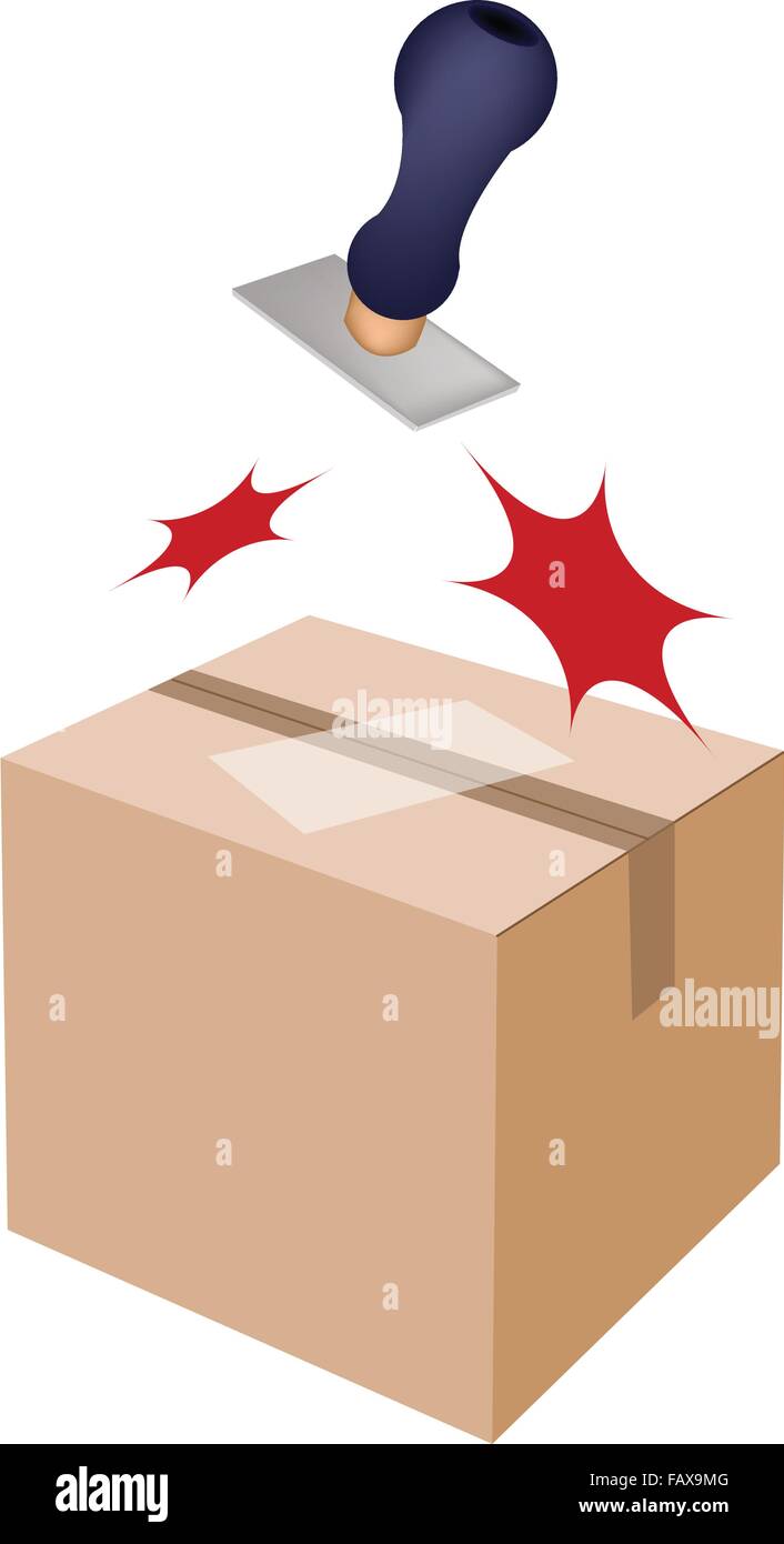 Handle Stamper Ready to Stamping on White Label and Sealed Cardboard ...