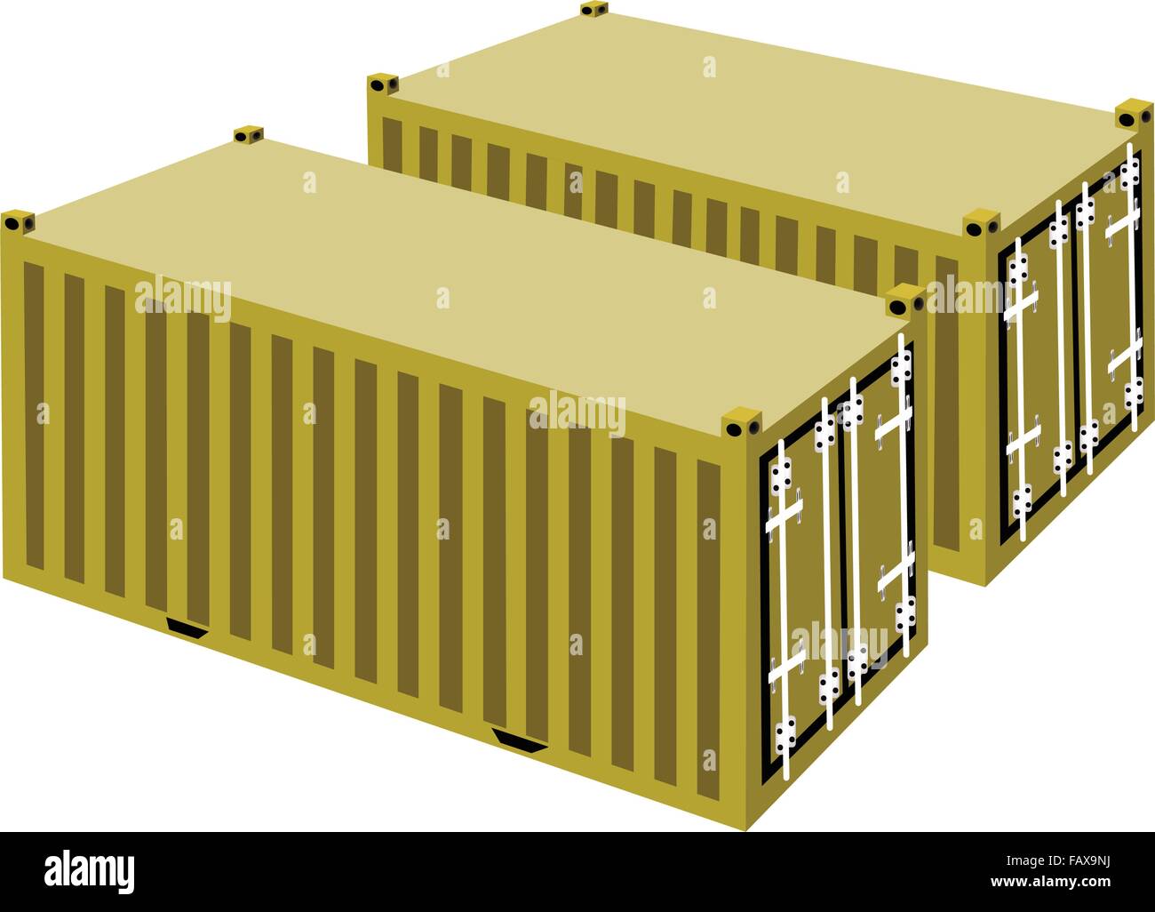Two Yellow Cargo Containers, Freight Containers or Shipping Containers ...