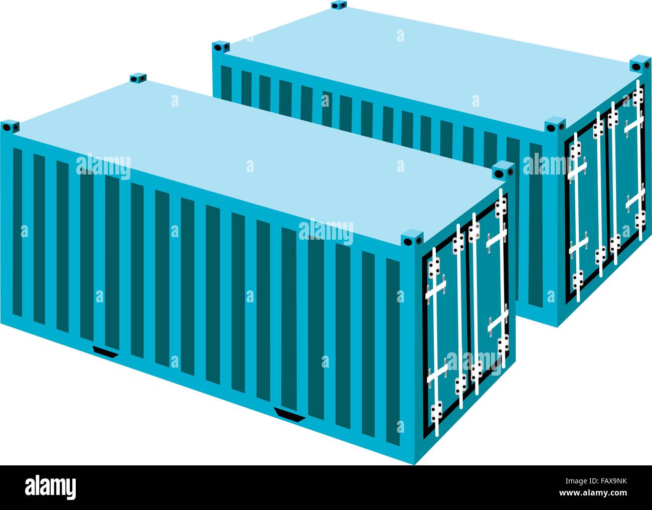 Two Light Blue Cargo Containers, Freight Containers or Shipping ...