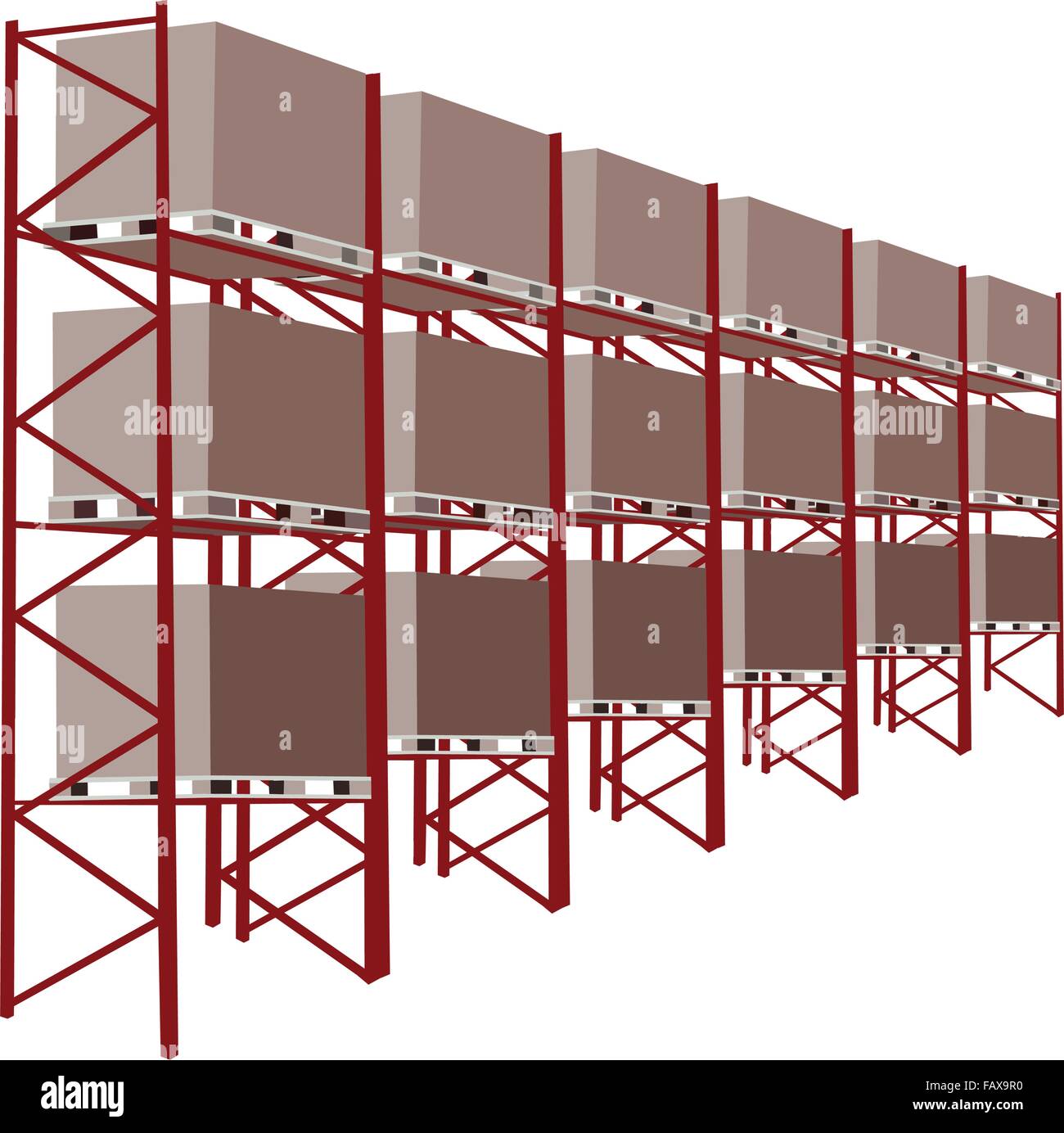 An Illustration An Industrial Warehouse and Cargo Shelf with Wooden ...