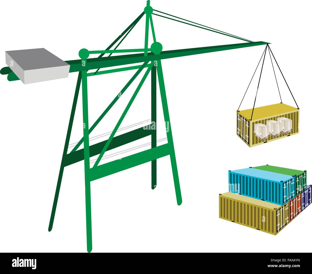 Mobile crane moving container ship Stock Vector Images - Alamy