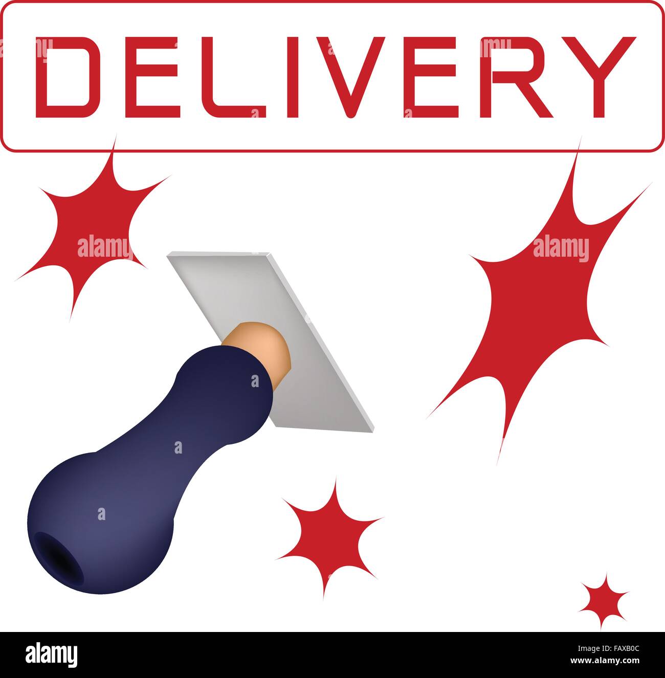 Handle Stamper Ready to Stamping "Delivery" on White Background Stock ...