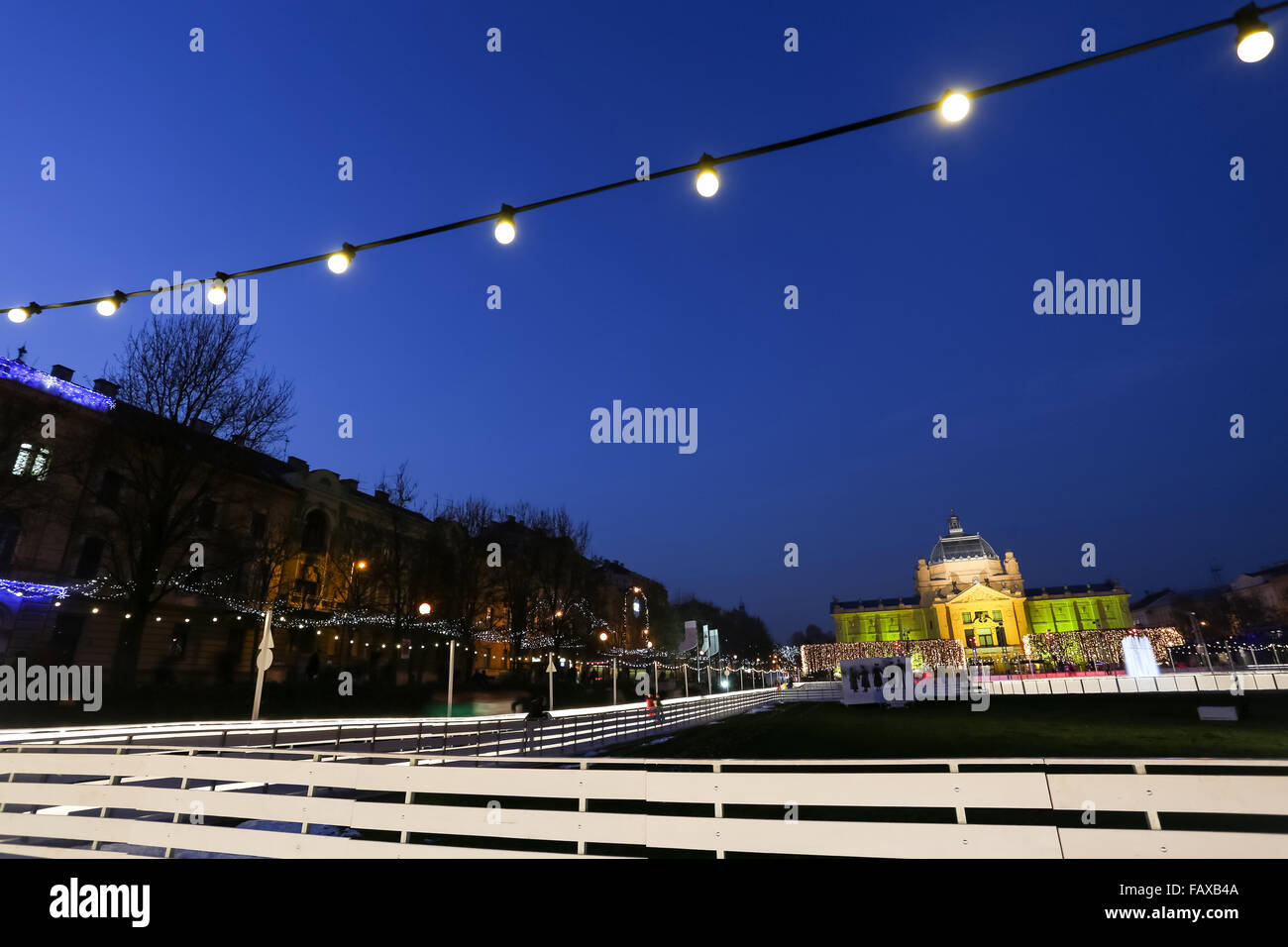 The city skating rink at Advent time in King Tomislav Park in Zagreb ...
