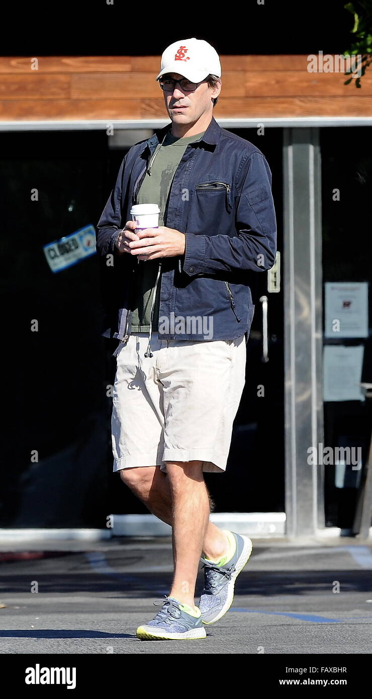 Actor Jon Hamm gets a quick caffine fix at Coffee Bean on Los Angeles ...
