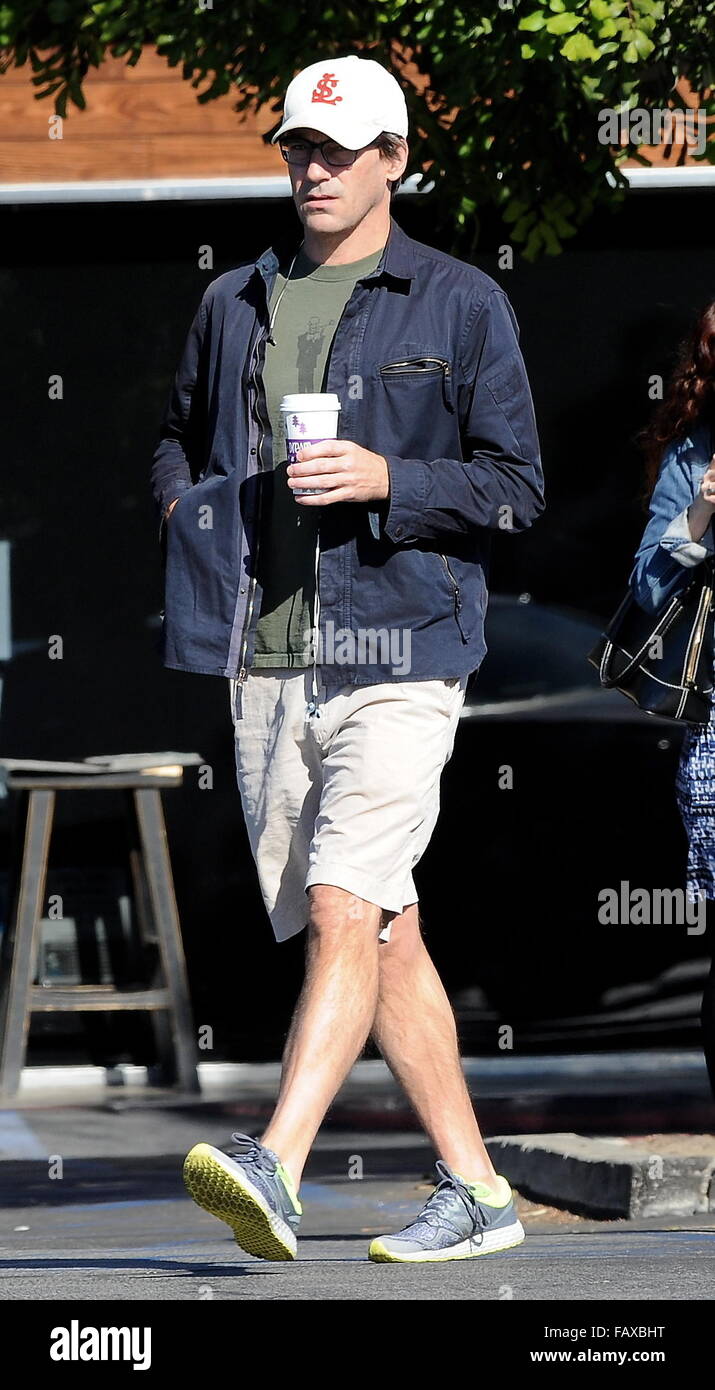 Actor Jon Hamm gets a quick caffine fix at Coffee Bean on Los Angeles ...