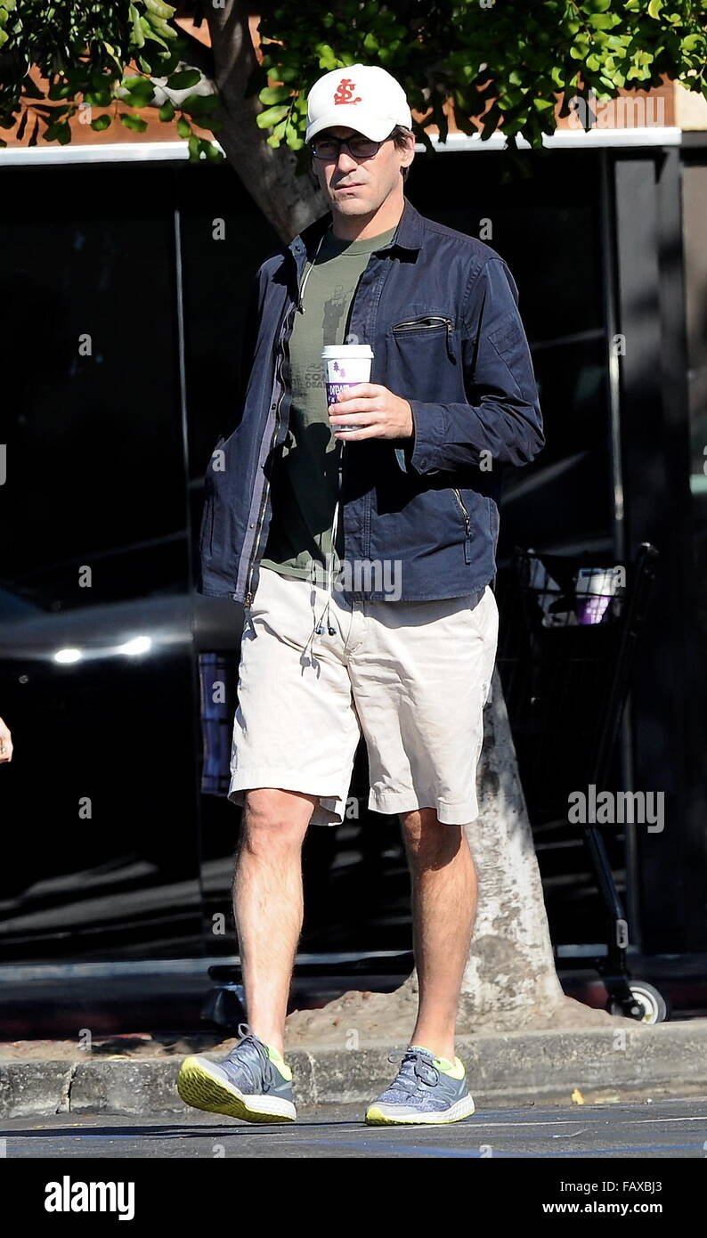 Actor Jon Hamm gets a quick caffine fix at Coffee Bean on Los Angeles ...