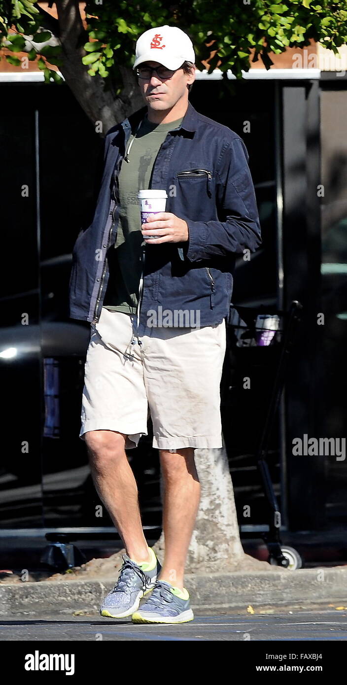 Actor Jon Hamm gets a quick caffine fix at Coffee Bean on Los Angeles ...