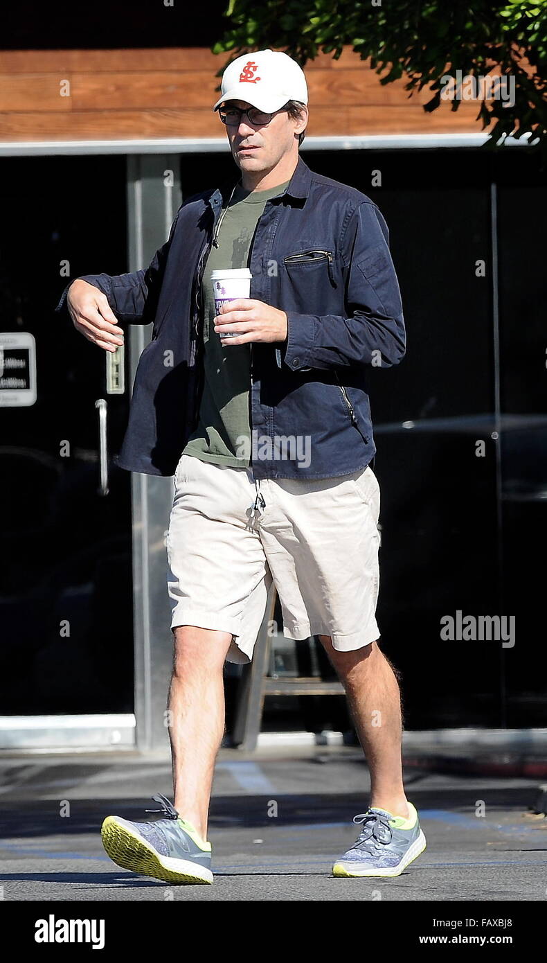 Actor Jon Hamm gets a quick caffine fix at Coffee Bean on Los Angeles ...