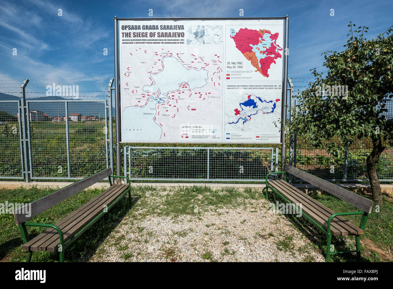 Siege of Sarajevo map next to museum of Sarajevo Tunnel built in 1993 ...
