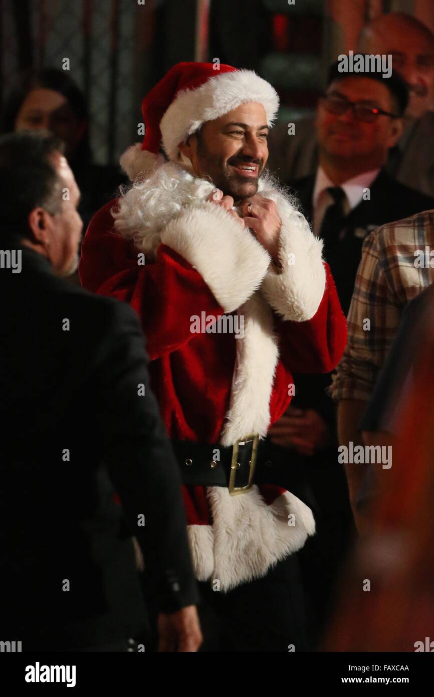 Jimmy Kimmel seen wearing a Santa outfit during a sketch with Matt ...