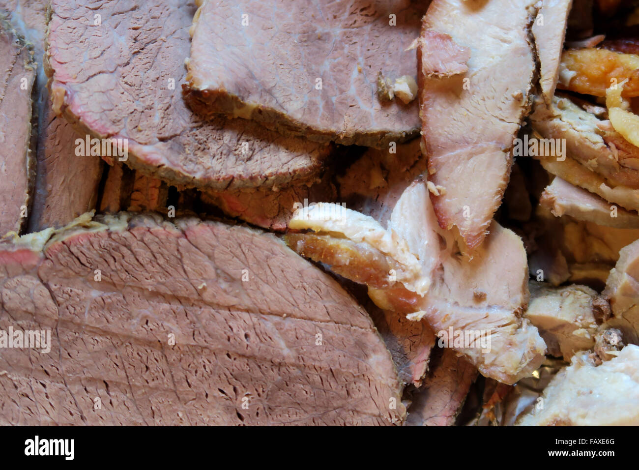Slices of cooked Beef ready to be served for dinner Stock Photo - Alamy