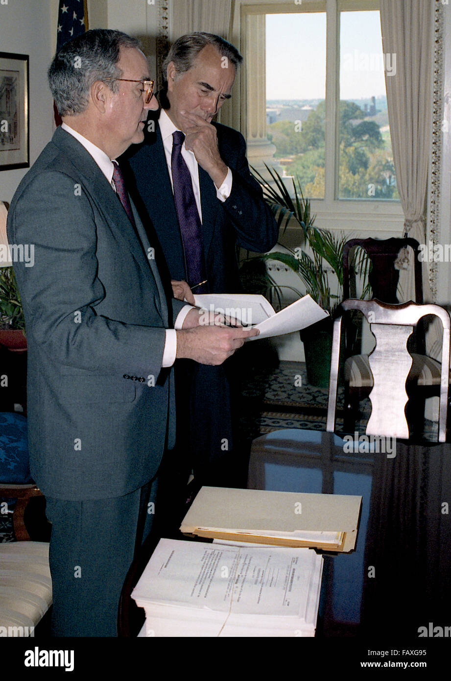 Washington, DC., USA, 27th October,1990 Senators George Mitchell and ...