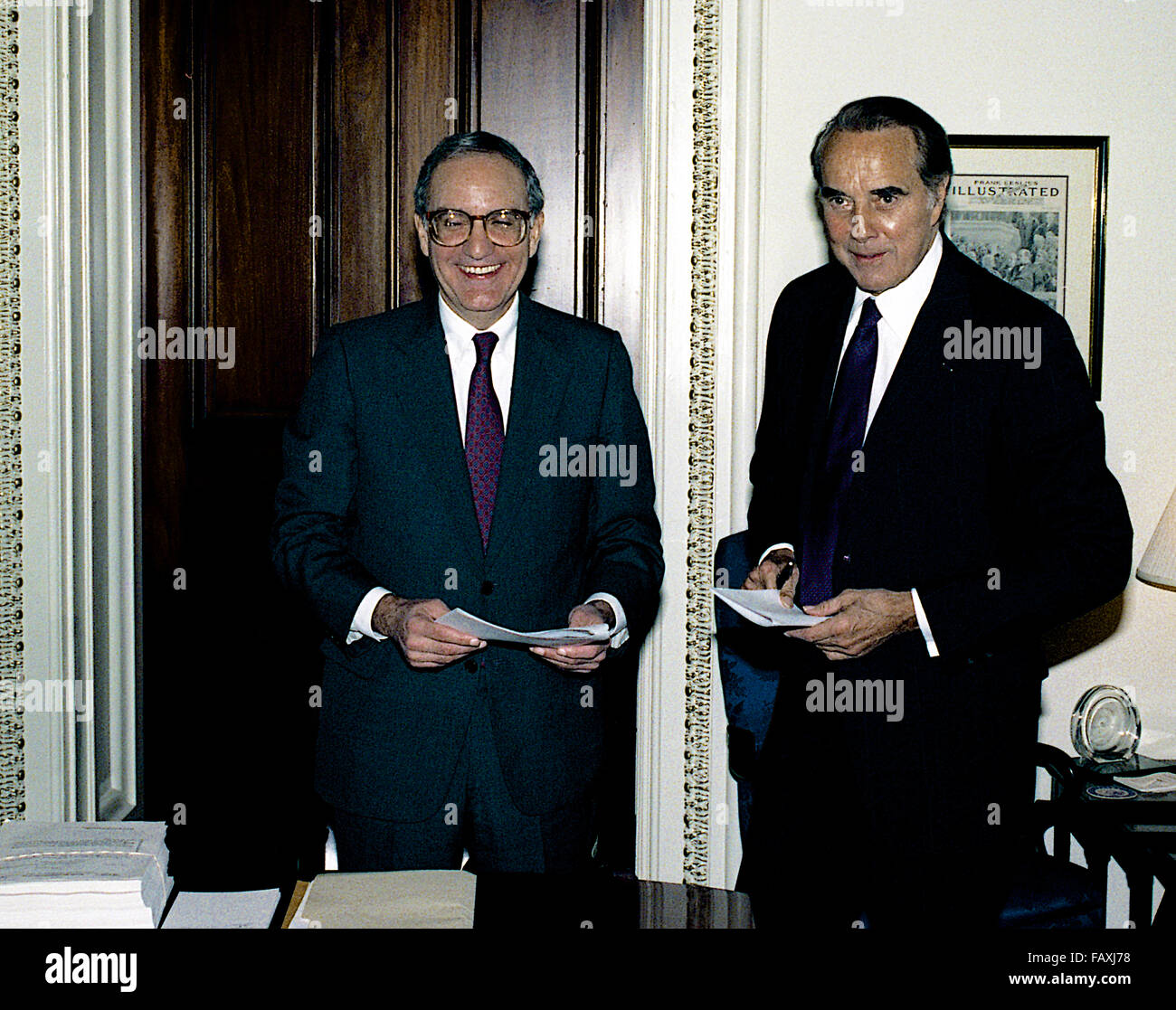 Washington, DC., USA, 27th October,1990 Senators George Mitchell and ...