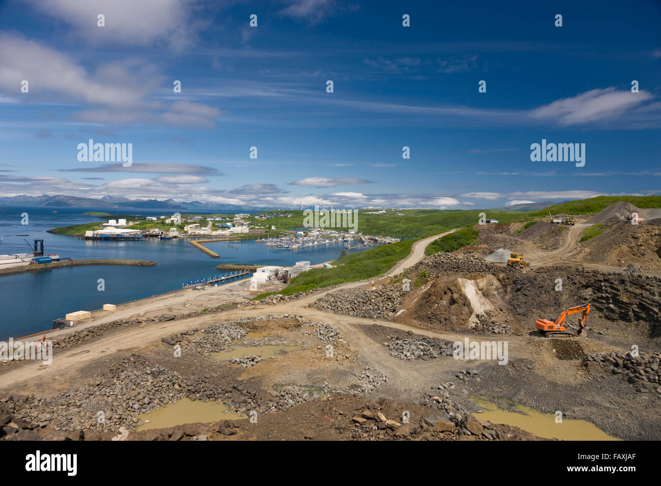 A rock quarry along the Sand Point Harbor, Sand Point, Popof Island ...
