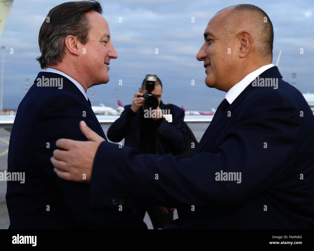 Prime minister David Cameron on an official visit to Bulgaria and meets ...