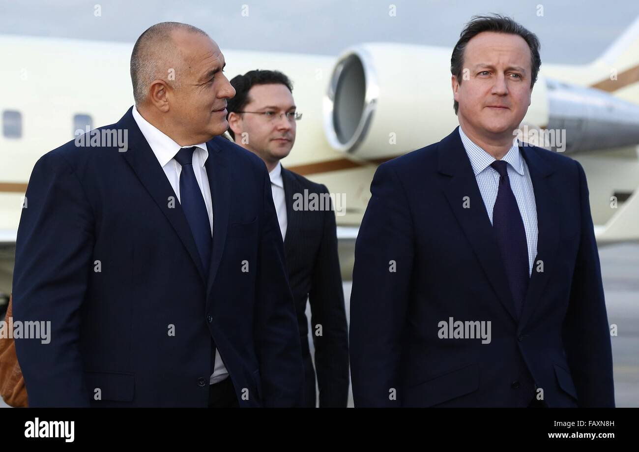 Prime minister David Cameron on an official visit to Bulgaria and meets ...