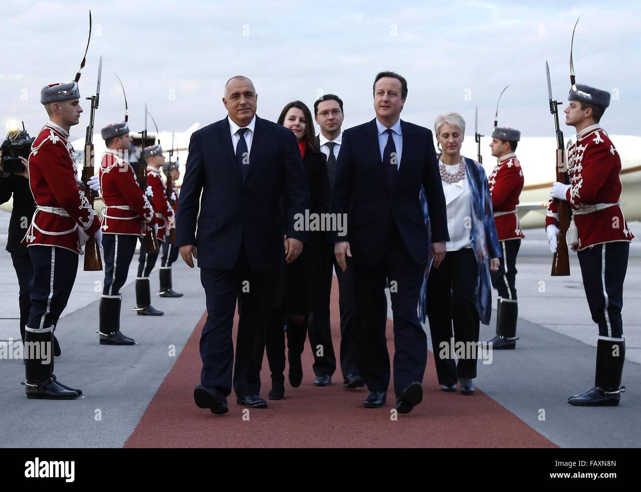 Prime minister David Cameron on an official visit to Bulgaria and meets ...