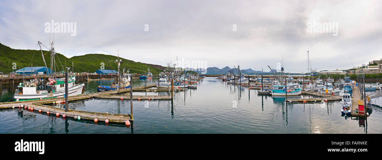 Fishing boats docked in the Sand Point Harbor, Sand Point, Southwestern ...