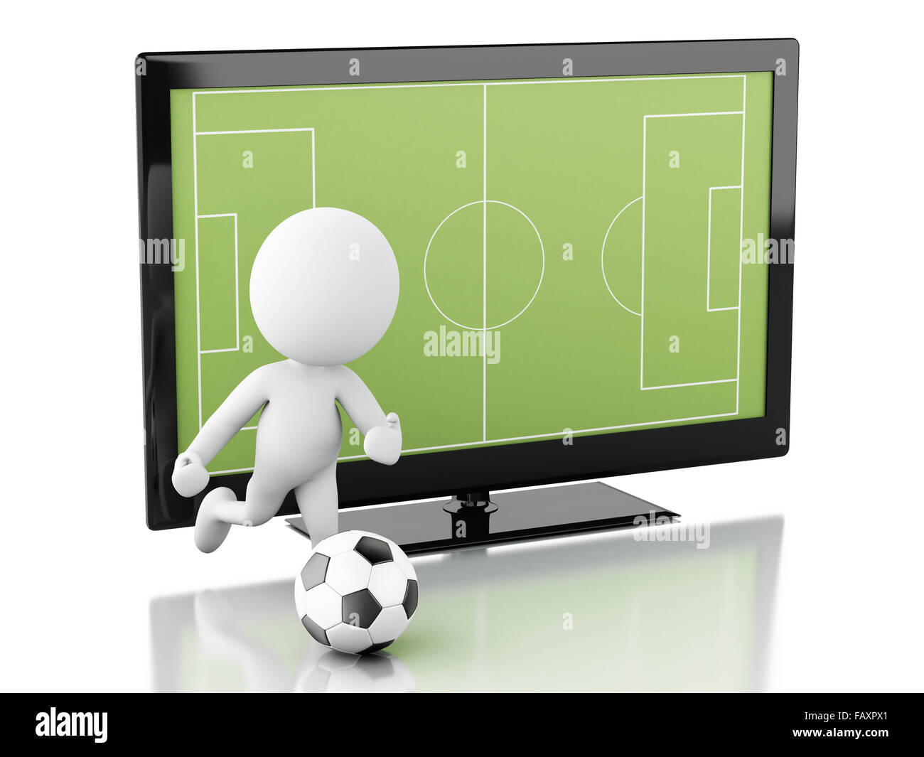 3d illustration. Tv screen with soccer field and ball. Sports concept ...