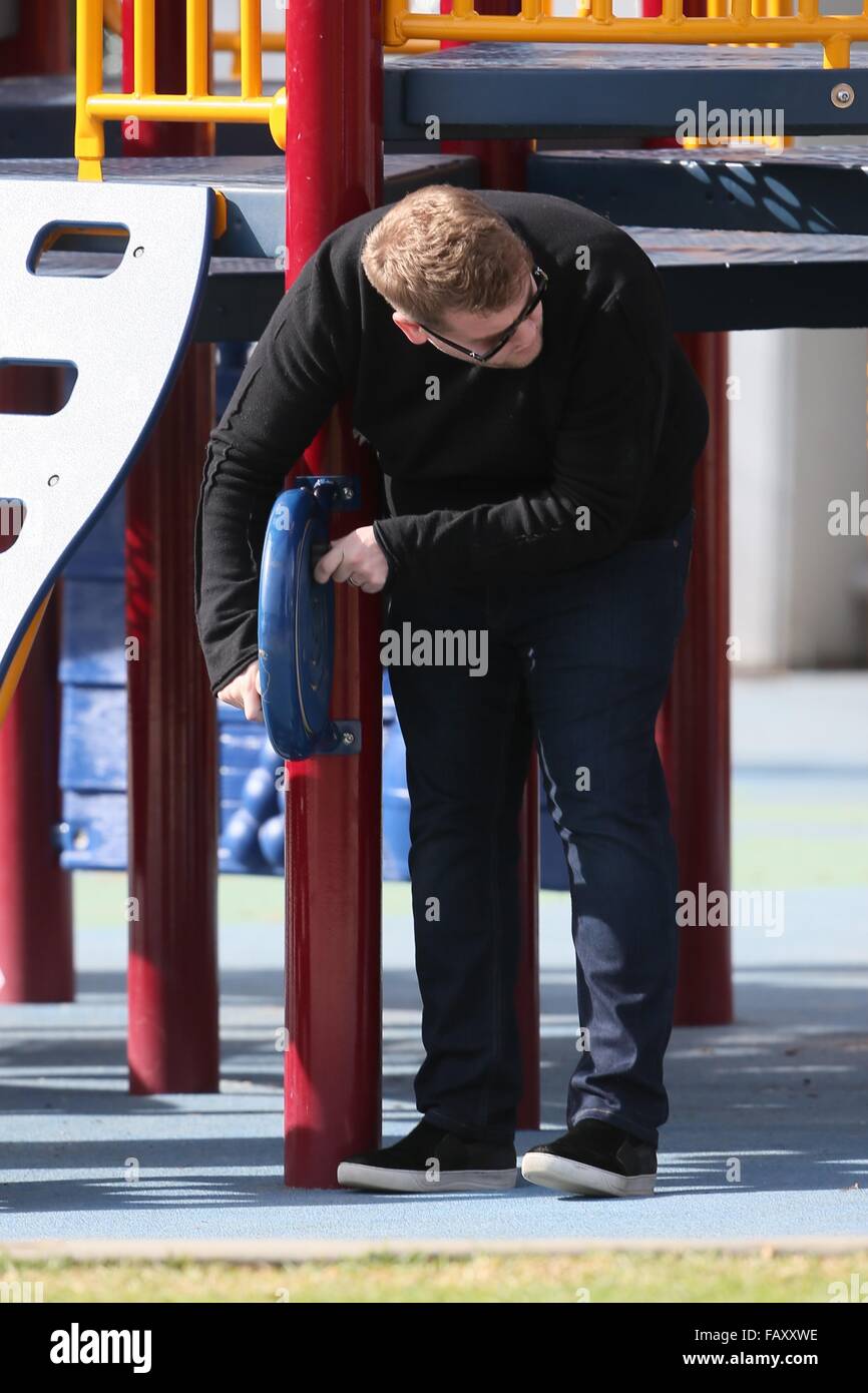 James Corden plays with his son Max at the park Featuring: James Corden ...