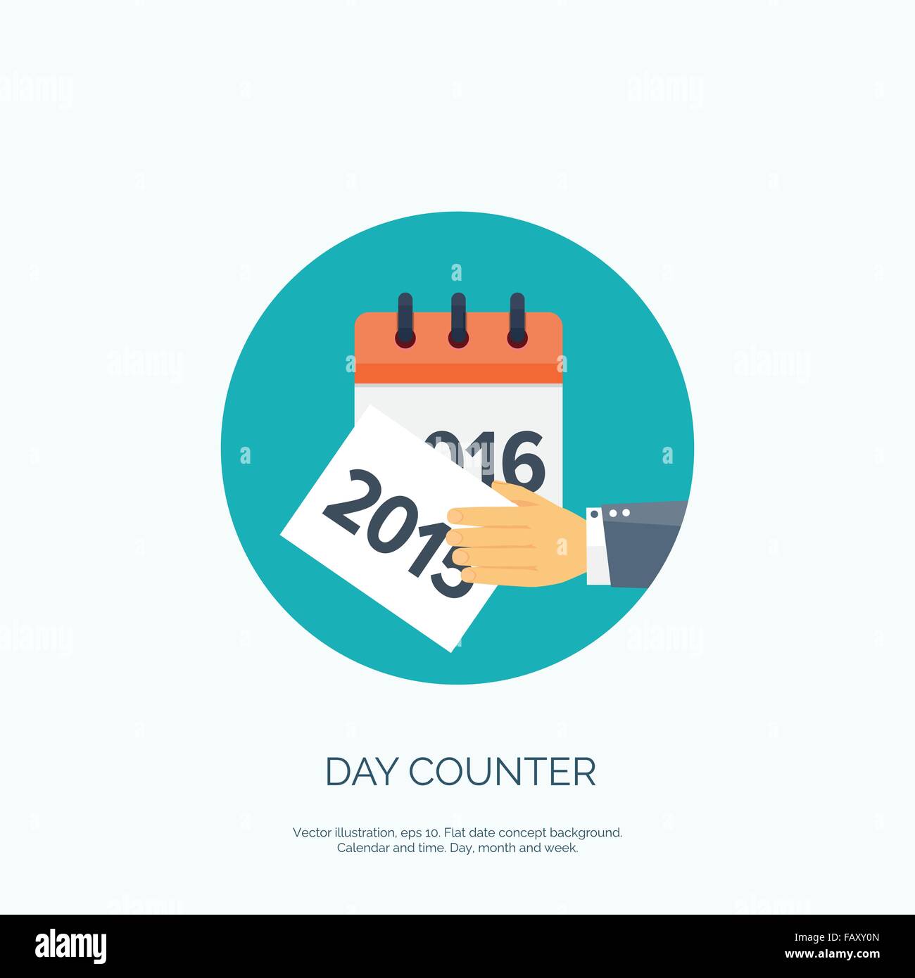 Flat calendar icon. Date and time background. New year. 2016, 2015 ...