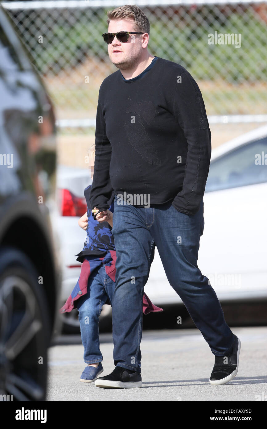 James Corden plays with his son Max at the park Featuring: James Corden ...