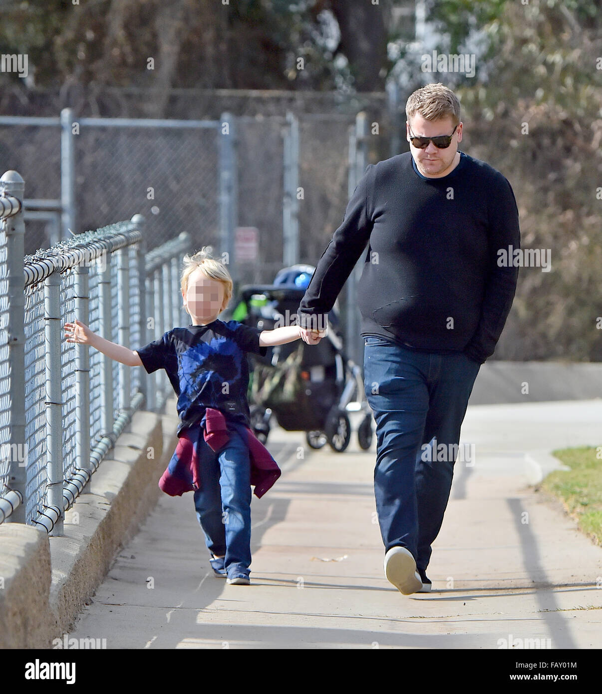 James Corden plays with his son Max at the park Featuring: James Corden ...