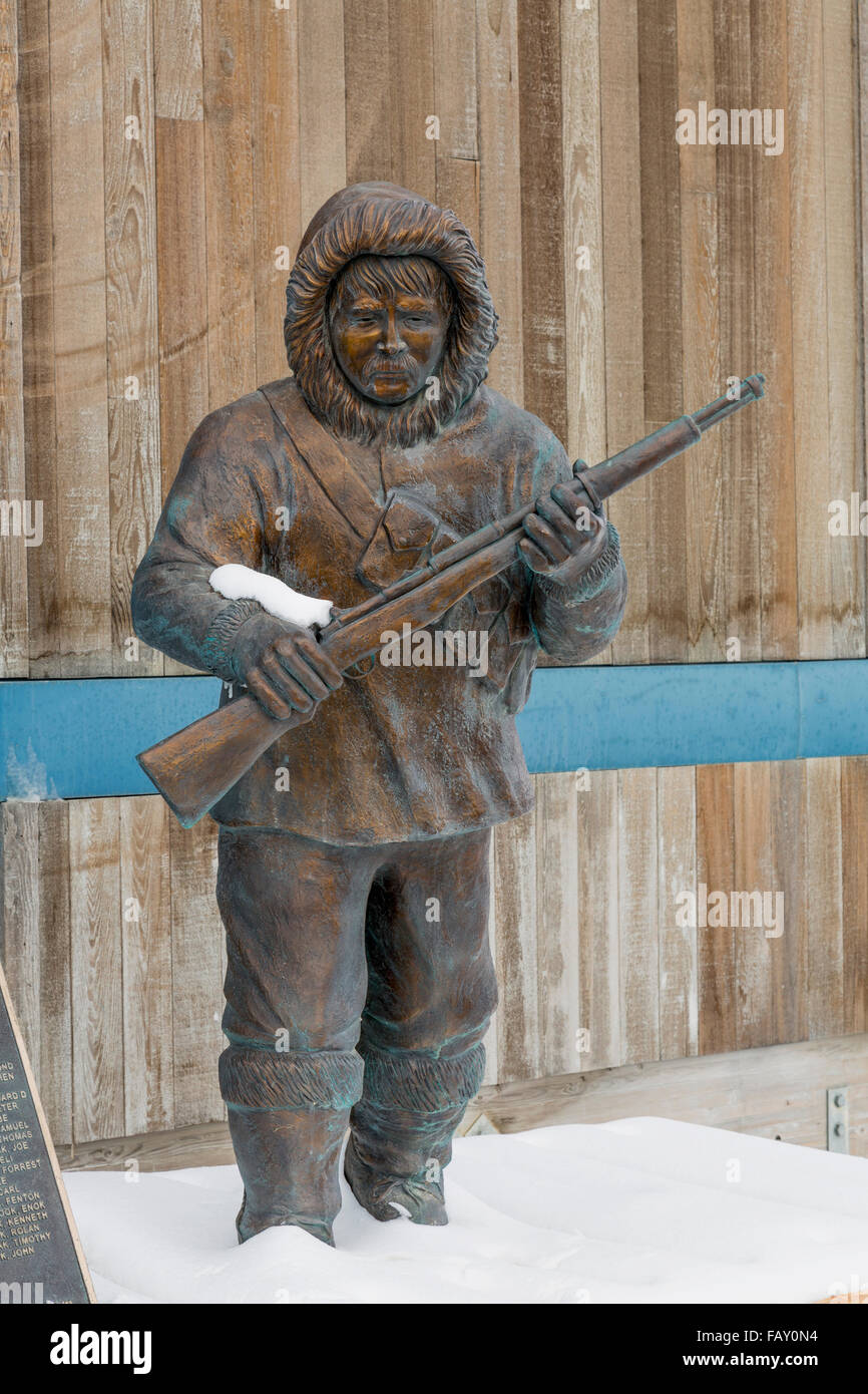 Muktuk Marsten Statue outside the Piuraagvik Recreation Center, Barrow ...