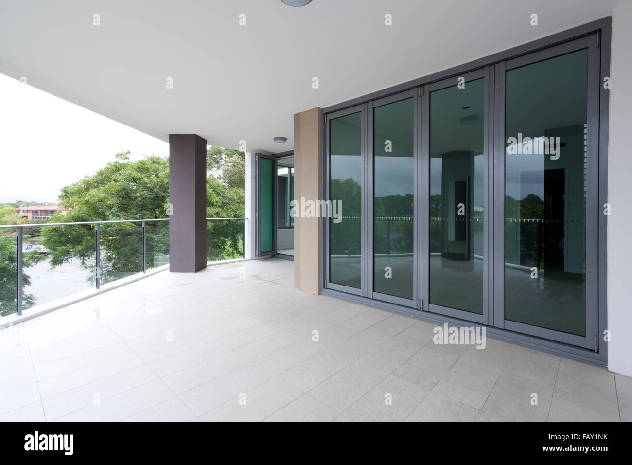 Empty balcony off modern Australian appartement Stock Photo - Alamy