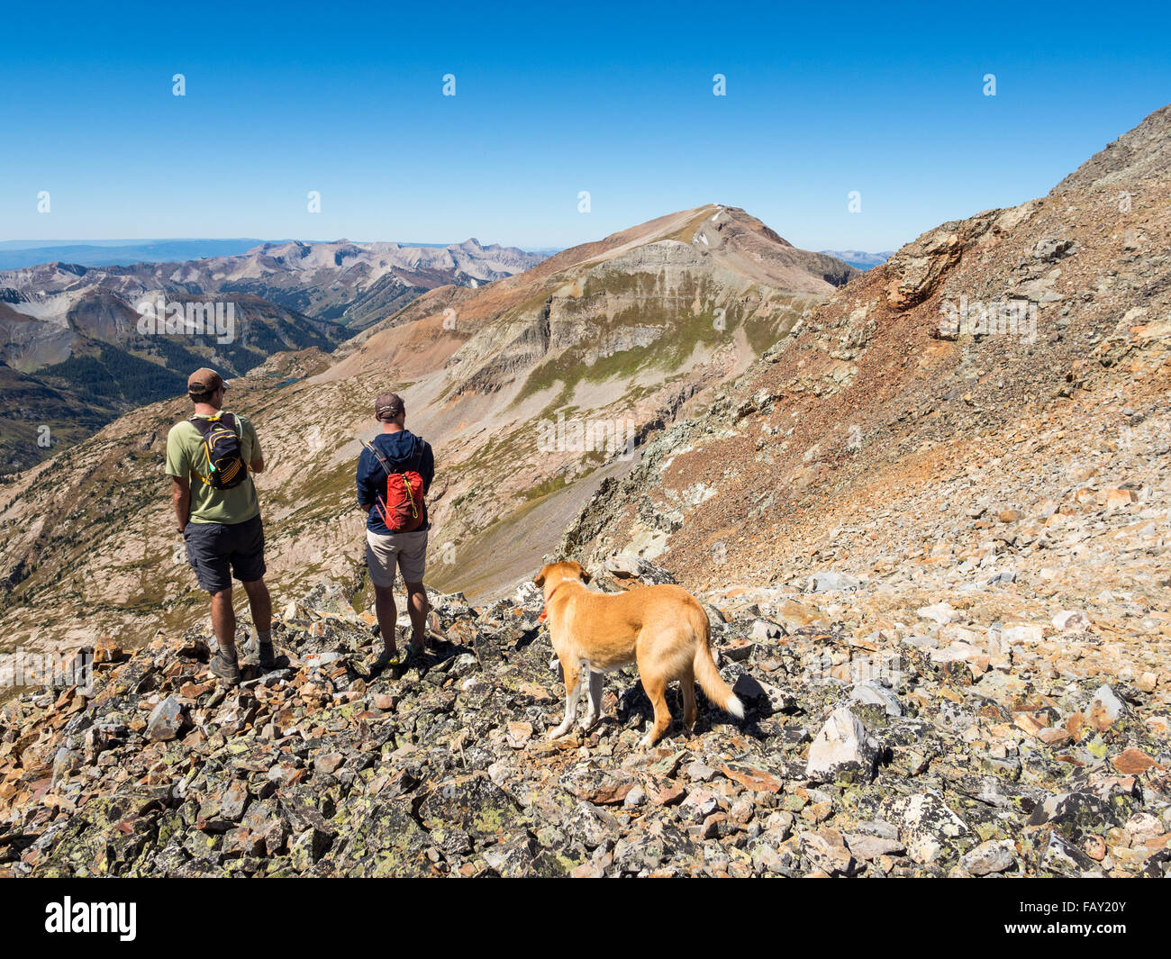 CRESTED BUTTE, COLORADO - SEPTEMBER 20, 2015: Hikers traverse high ...
