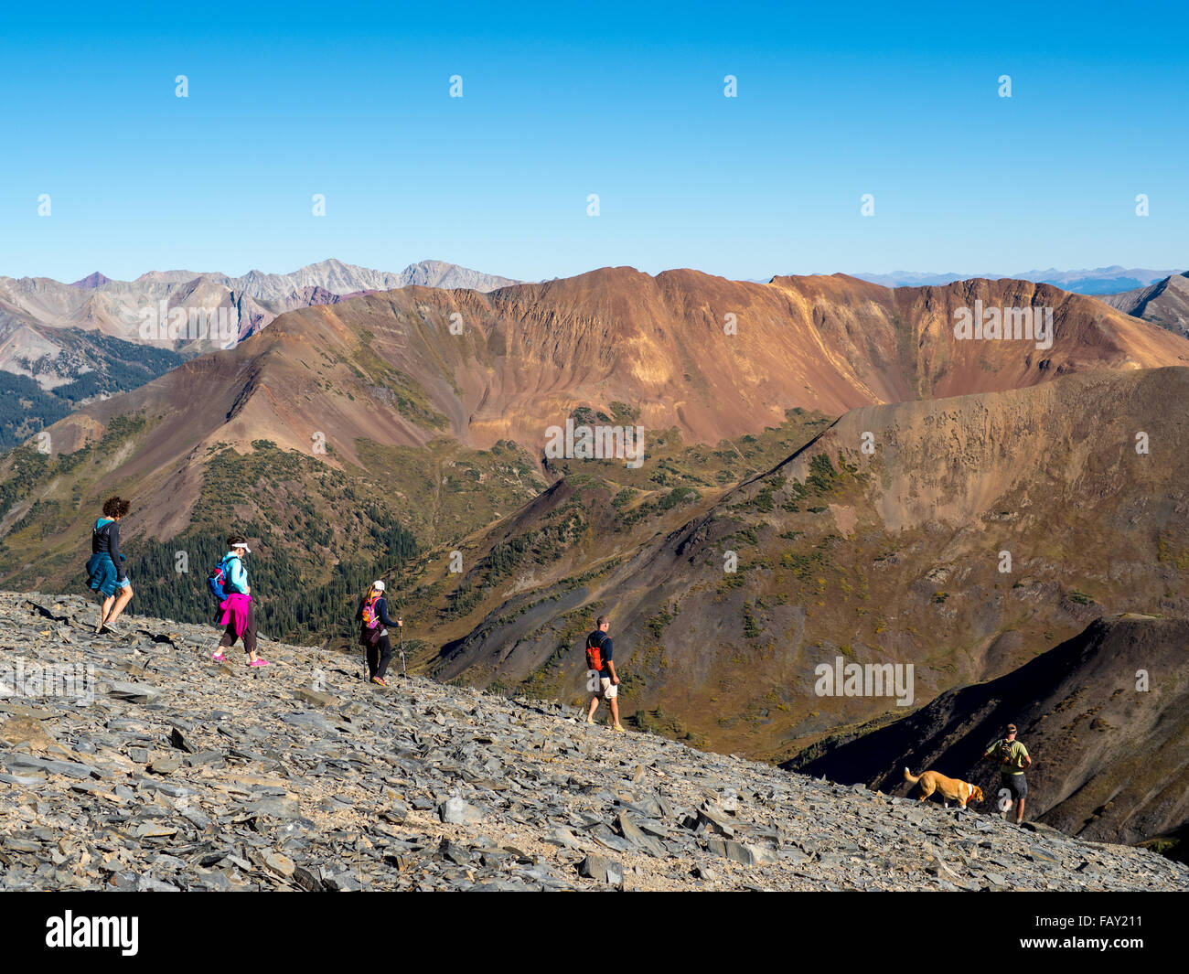 CRESTED BUTTE, COLORADO - SEPTEMBER 20, 2015: Hikers traverse high ...