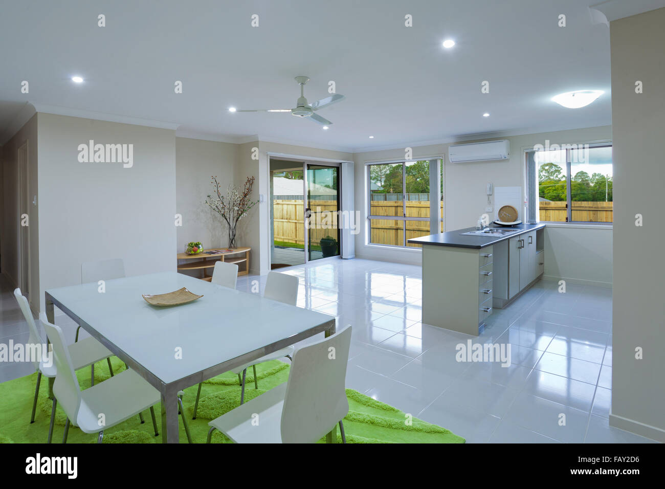New kitchen and dining area in suburban Australian house Stock Photo ...