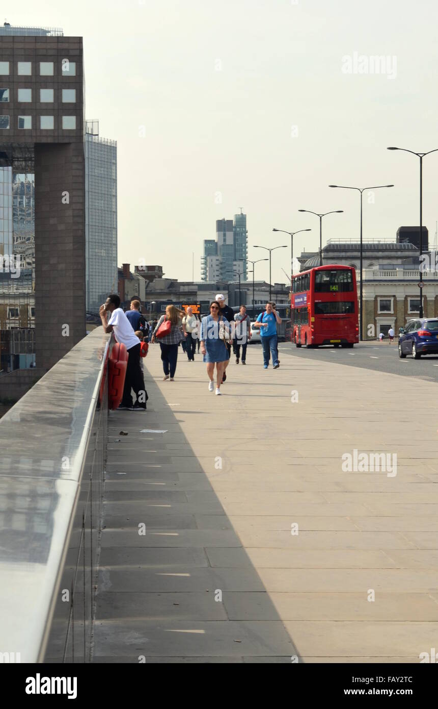 Pedestrians crossing London Bridge, London, England Stock Photo - Alamy