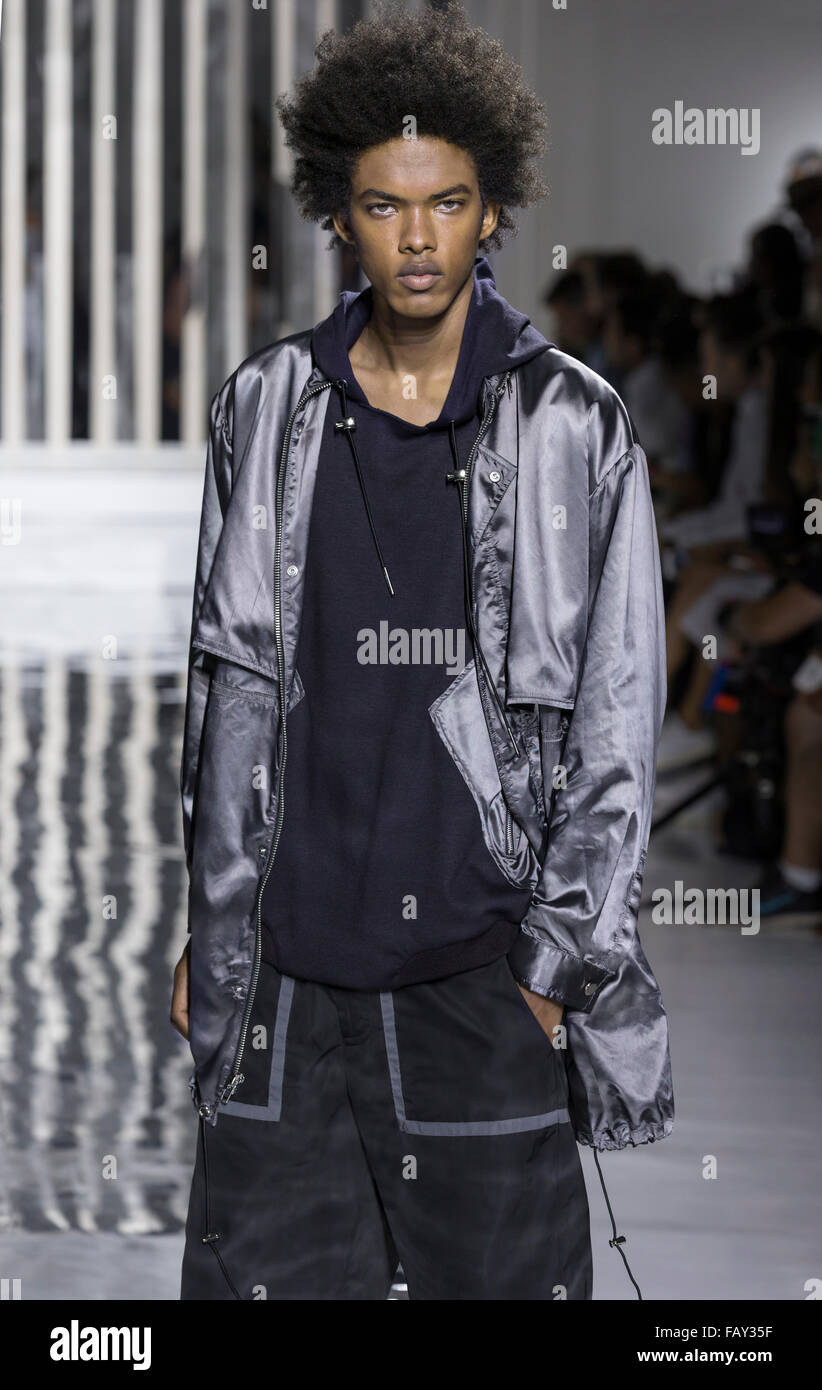 NEW YORK, NY - JULY 14, 2015: Brandon Bailey walks the runway during ...
