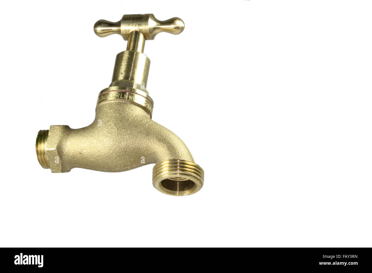 a brass tap on white background Stock Photo - Alamy