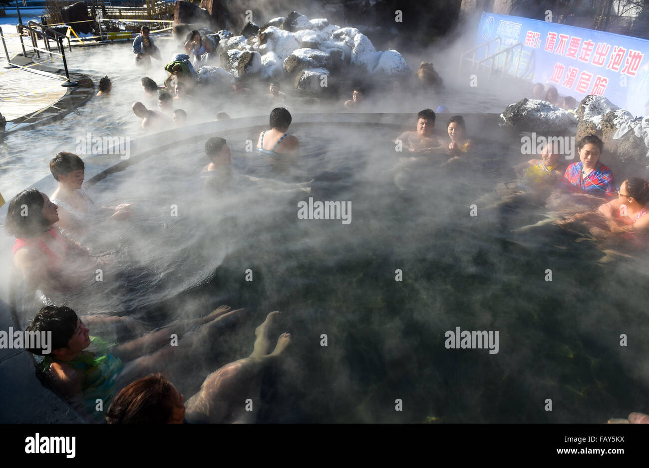 Jilin, China's Jilin Province. 6th Jan, 2016. People take a relax in ...