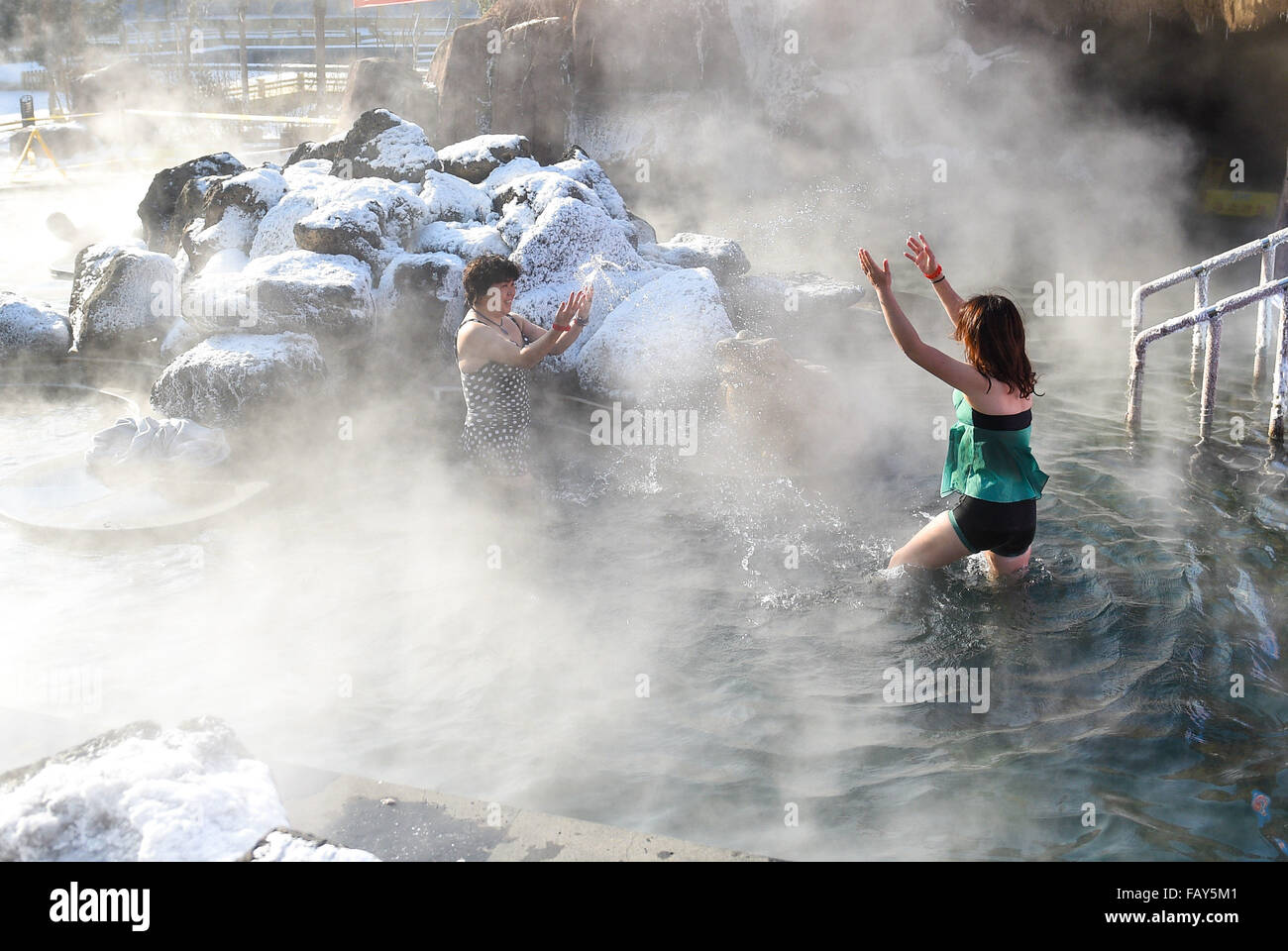 Jilin, China's Jilin Province. 6th Jan, 2016. People frolic in hot ...
